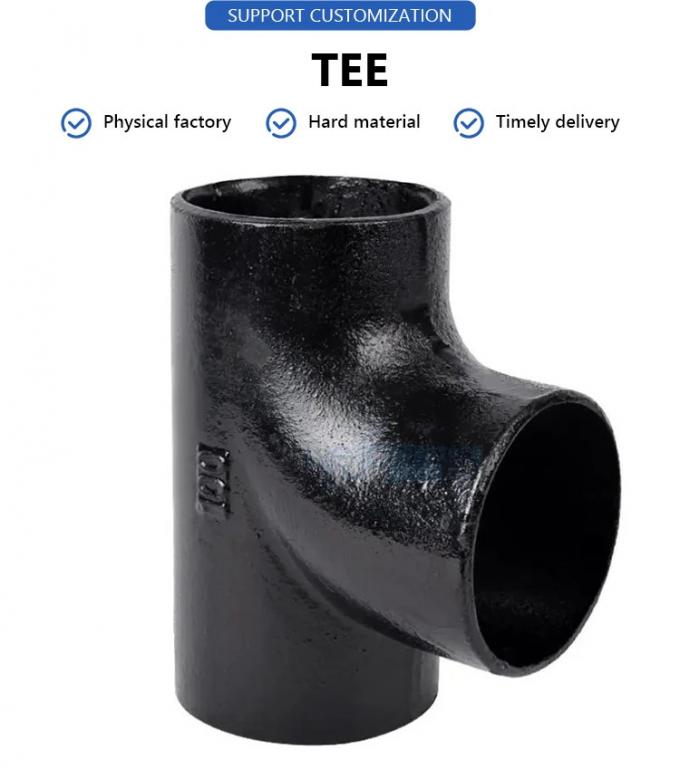 Reliable Connection Butt Weld Equal Tee Black Painting Included